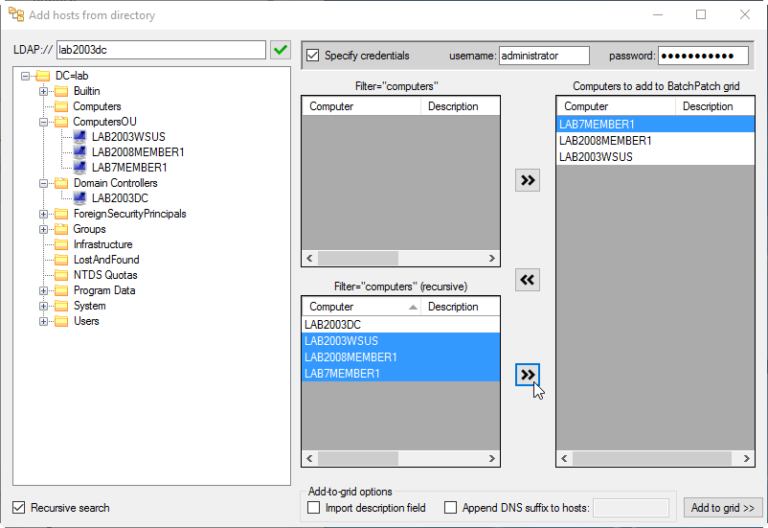 Adding Hosts to BatchPatch from Active Directory