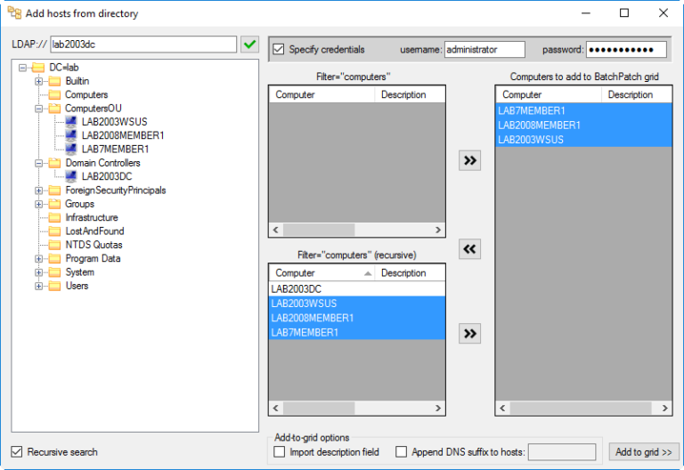 Adding Hosts to BatchPatch from Active Directory