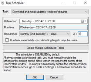 BatchPatch Task Scheduler Recurrence Options