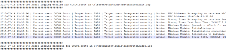 BatchPatch Audit Logging