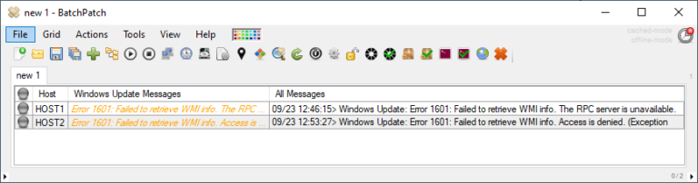 BatchPatch Windows update: Error 1601